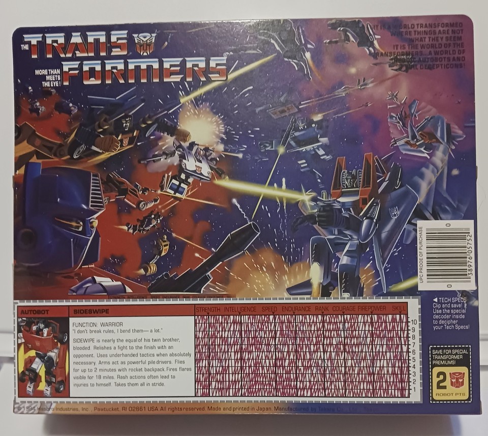 Transformer G1 Sideswipe - Reissue KO - Open Box - Stickers Applied ...