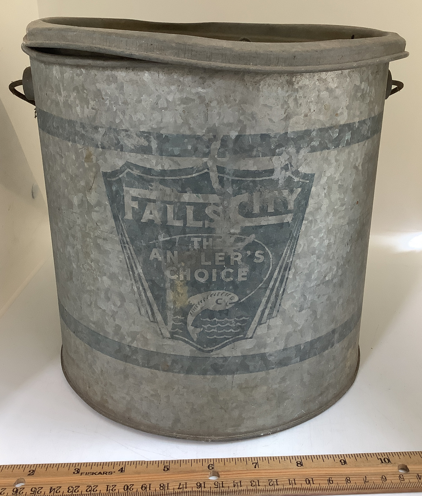 FALLS CITY ANGLER'S CHOICE Galvanized 9½"dia Minnow Bucket in EUC | eBay