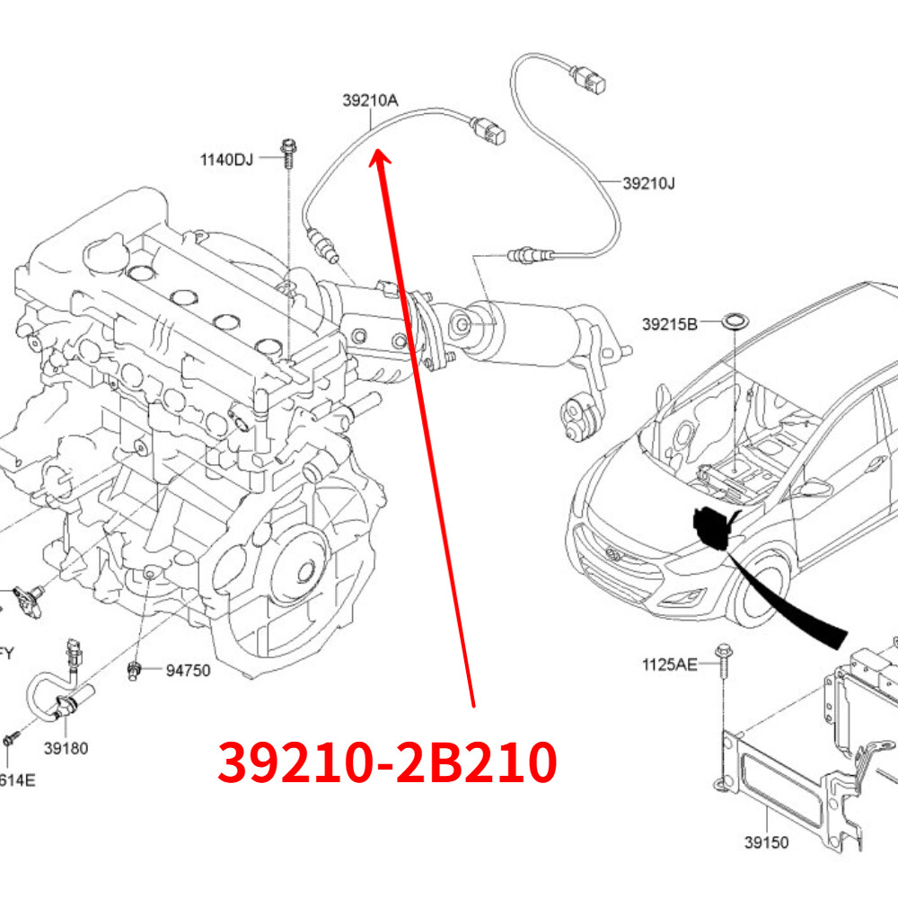 39210-2B210 Oxygen Sensor 2012-2017 For Hyundai Accent Veloster For Kia ...