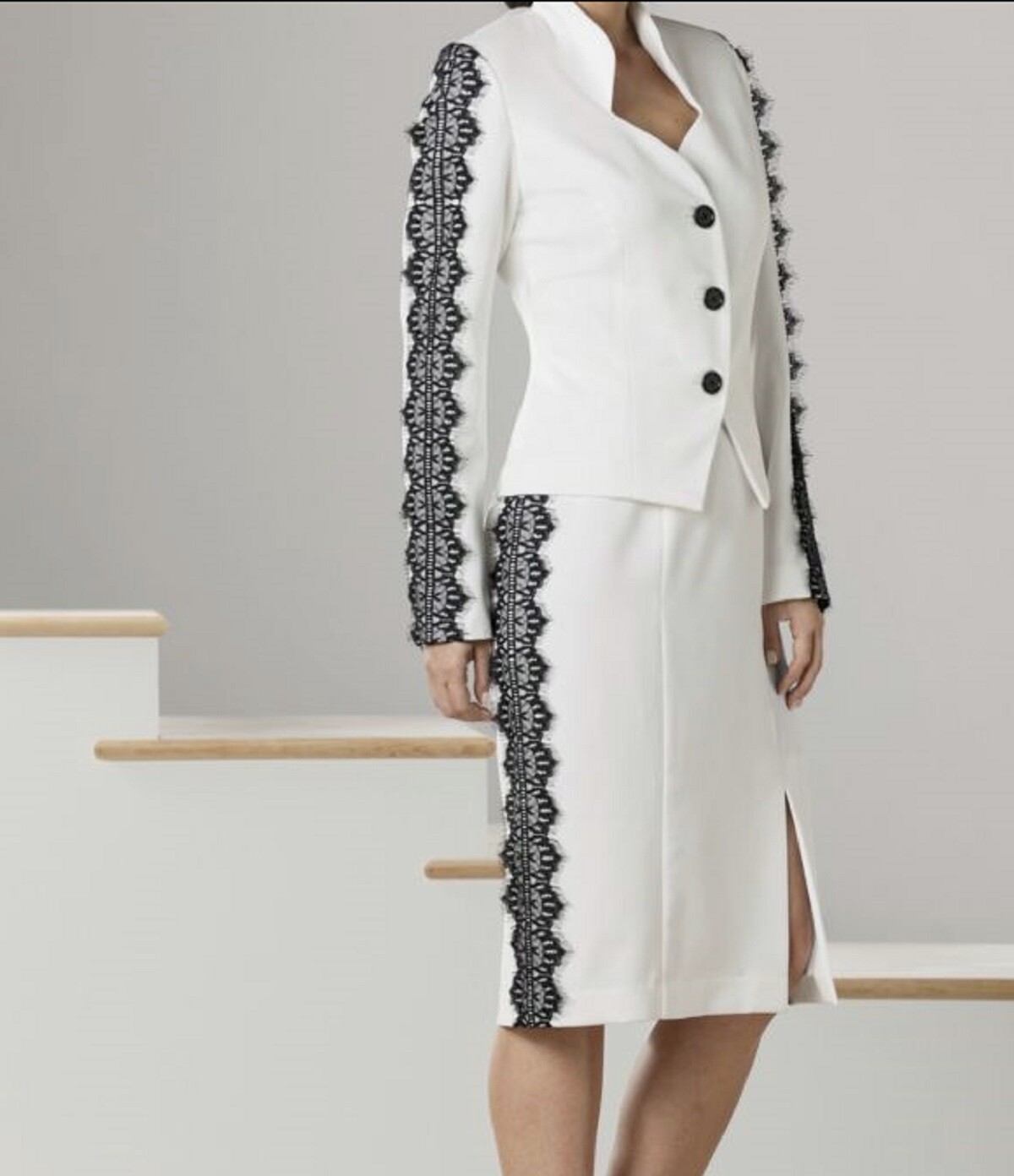 Women's Wedding party evening Business Lace Trim 3PC Wardrobe suit plus ...