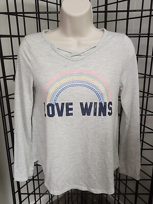 SO Shirt Youth Size 14 Gray Rainbow Long Sleeve Top Shirt Love Wins | eBay