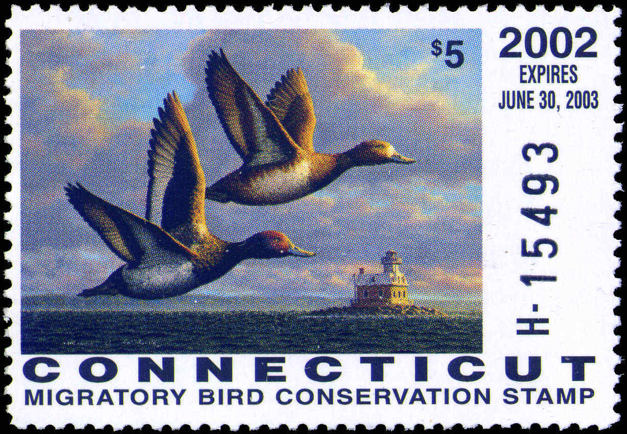CONNECTICUT #10A 2002 STATE DUCK LESSER SCAUP / LIGHTHOUSE by Robert ...
