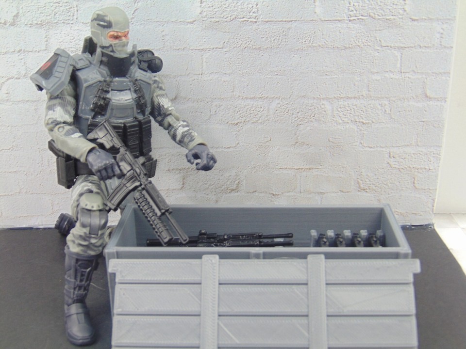 Custom 1:12 Scale 9x Weapons Crate w/ Guns Diorama Display GI JOE ...