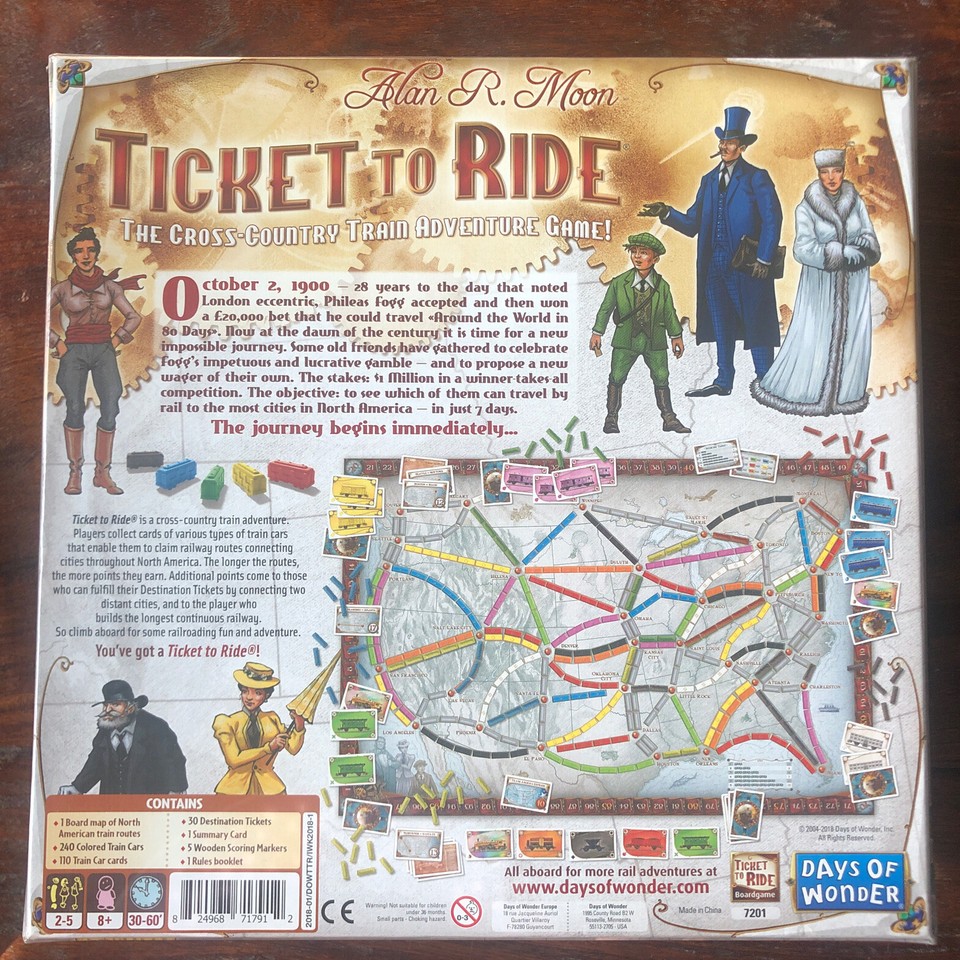 Days of Wonder Ticket To Ride by Alan R. Moon Train Adventure Board ...