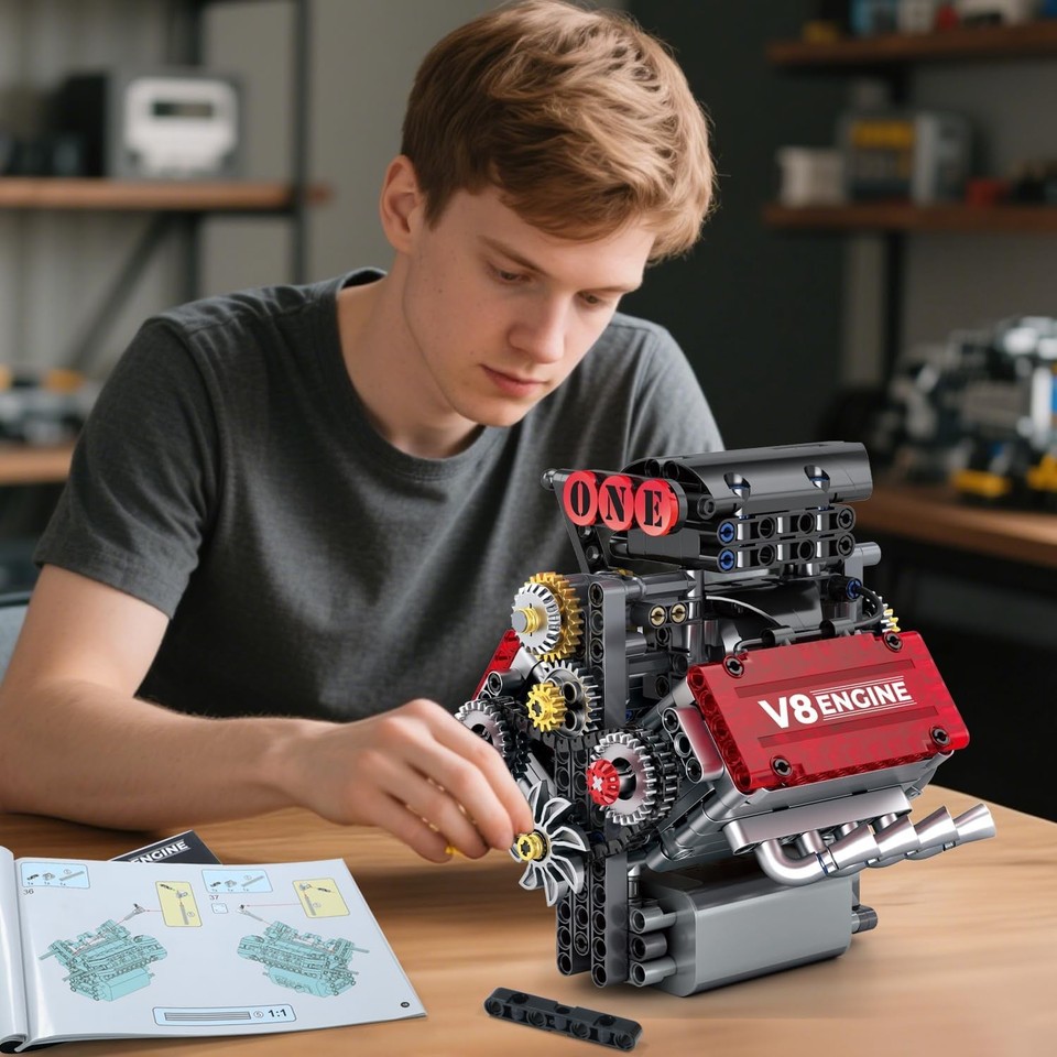 V8 Engine Building Set,V8 Engine Model kit That Run,Build Your Own STEM ...