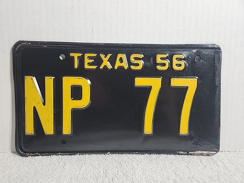Vintage 1956 Texas License Plate " NP 77 " ** CUT ON RIGHT SIDE MAJORLY ...