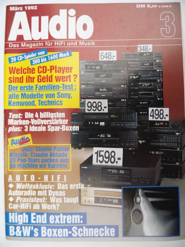 AUDIO 3/92,B & W NAUTILUS,AUDIOLABOR KRISTALL,ALPINE 6916,TECHNICS SL ...