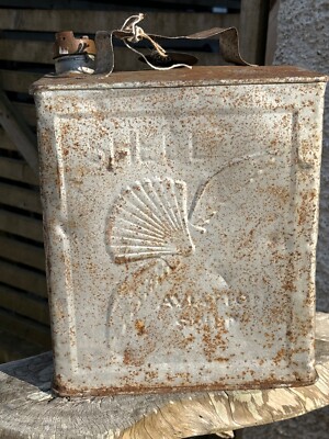 Vintage Shell Aviation Spirit 2 Gallon Petrol oil collectible can brass ...