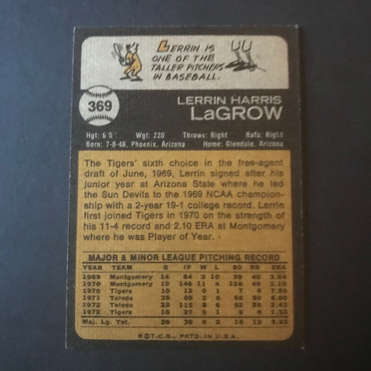 1973 Topps LERRIN LaGROW #369 Detroit Tigers | eBay
