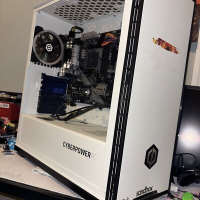 White CyberPower PC Case with 3x RGB Fans & Controller With Tempered ...