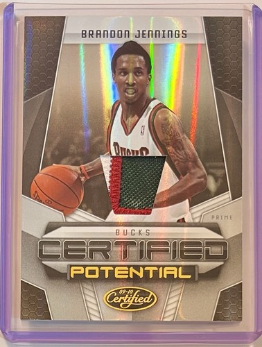 Brandon Jennings ROOKIE CARD PRIME Patch /25 2009-10 Certified GOLD ...