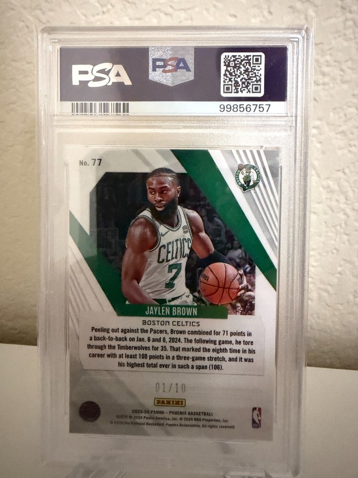 2023-24 Panini Phoenix - Jaylen Brown #77 Gold /10 PSA 9! | eBay