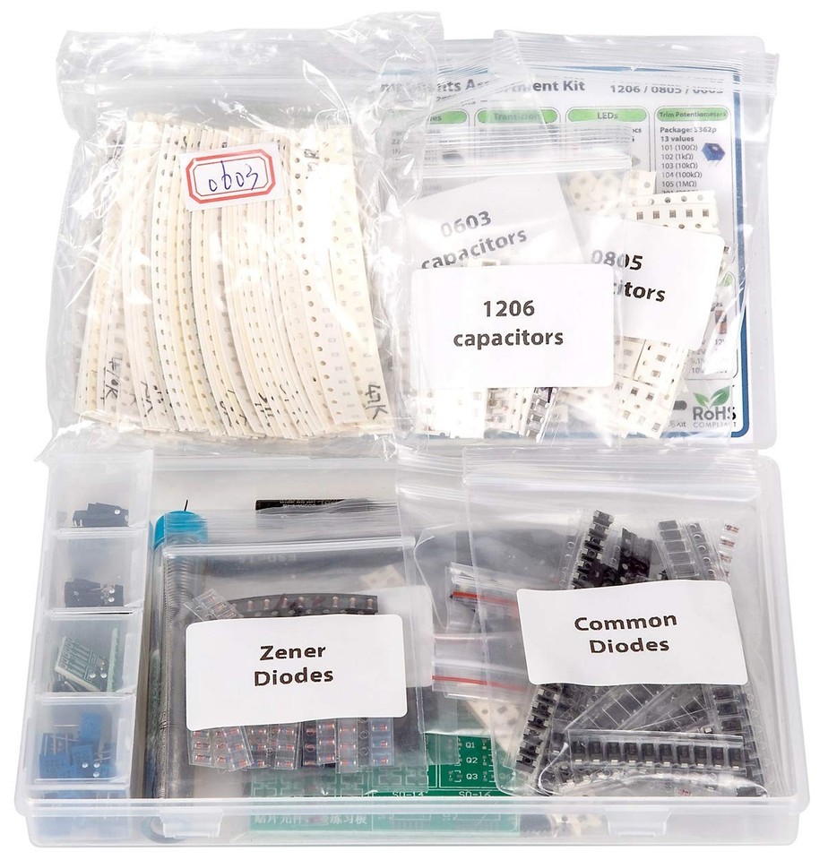 2900 pcs SMD 1206 0805 0603 Component Assortment, Resistor, Capacitor ...
