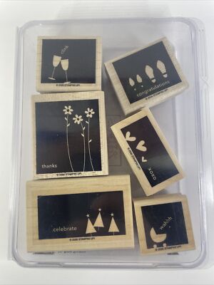 Stampin Up IN ANY EVENT SILHOUETTES WOOD MOUNT Runner Stamps Used ...