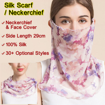 Silk Scarf/Neckerchief/Mouth & Face Cover,100% Silk,20 Optional Styles ...