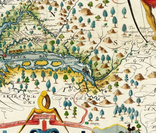 1606 Map of Virginia by John Smith Wall Art Poster Print Artwork Office ...