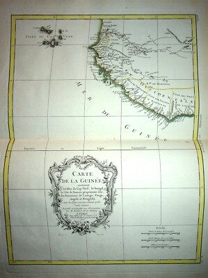 Original 1771 Hand Colored Map Guinea Cape Verde Islands Senegal ...