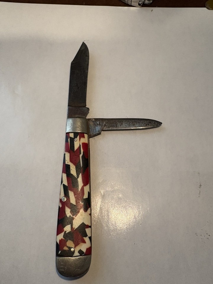 Vintage Challenge Cutlery #29 Celluloid 2 Blade Pocket Knife Red White ...
