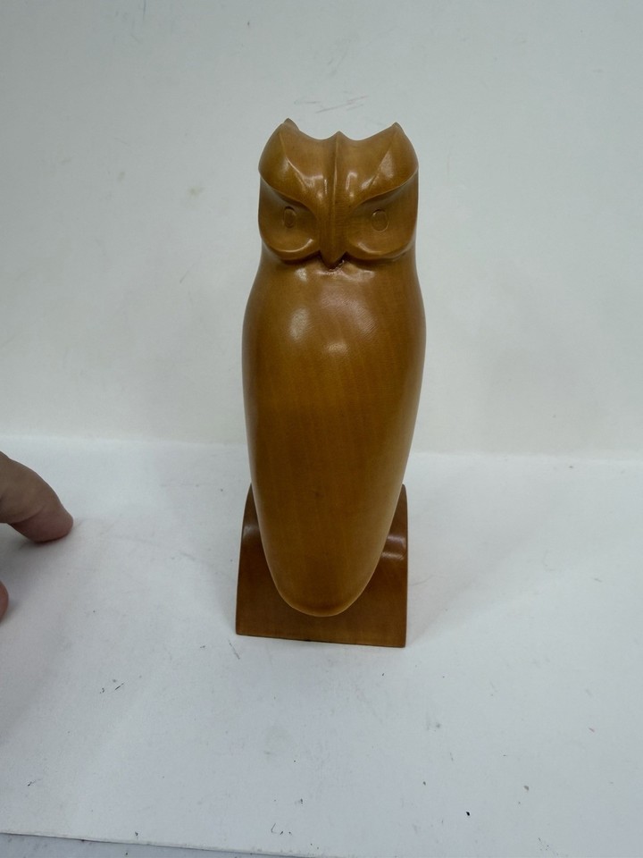 Vintage Virgil Ledford Hand Carved Wooden Owl Statue MCM Cherokee Folk ...