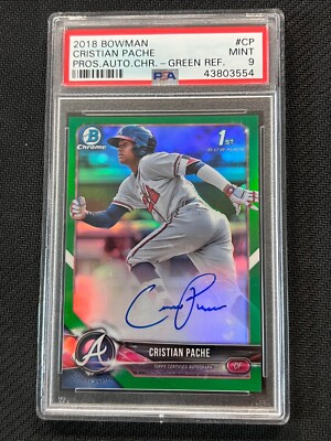 2018 Bowman Chrome Cristian Pache 1st Green Refractor Auto /99 PSA 9 10 ...