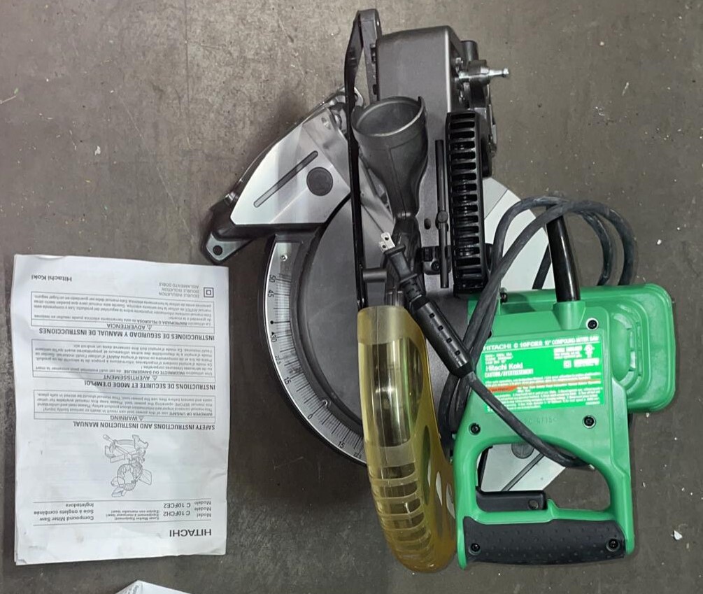 Hitachi C10FCE2 15-Amp 10" Single Bevel Compound Miter Saw - Green | eBay