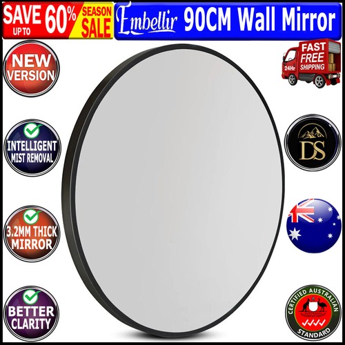 Embellir 90CM Wall Mirror Bathroom Makeup Mirror Round Frameless ...