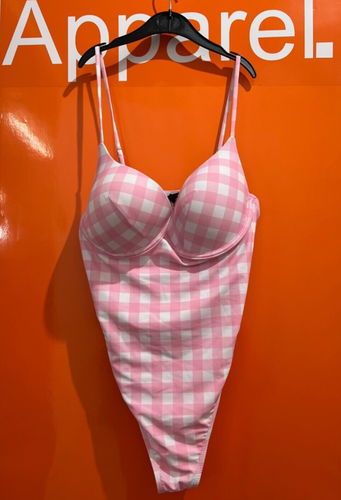 Missguided Fuller Bust Underwired One Piece, Swimsuit, Pink Gingham ...