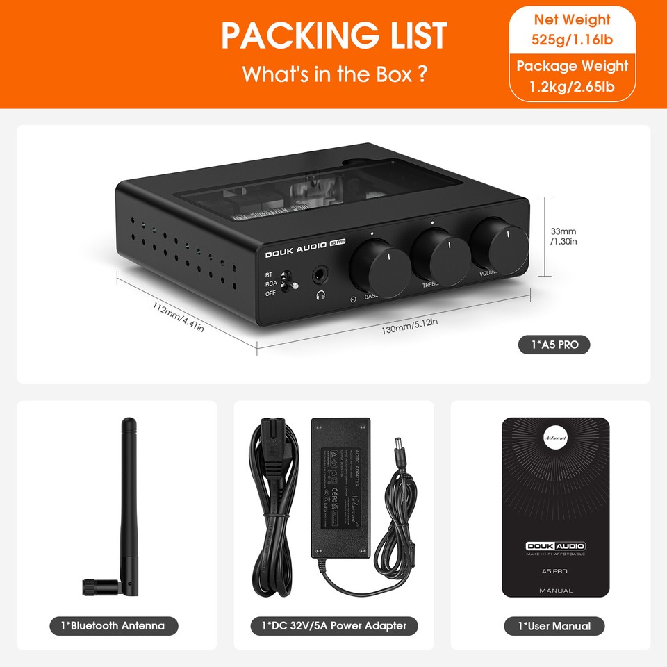 HIFI TPA3255 Bluetooth Digital Amplifier Desktop Class D Stereo Audio ...