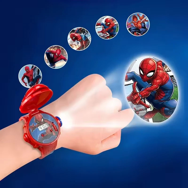 Children Spiderman Watch Cartoon Flashing Light Up Digital Spider Man ...