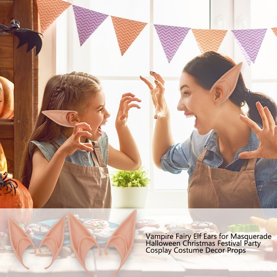 1 Pair Latex Elf Ear Fairy Pixie Ears for Women Kids Halloween Costume ...