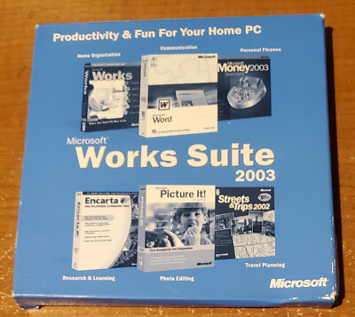 Microsoft Works Suite 2003 Software With Product Key 5 Discs NEW Word ...