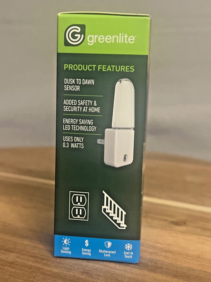 Greenlite LED Nite Lite Built in sensor 2 pack x2 (CLEAR) Total of 4 ...