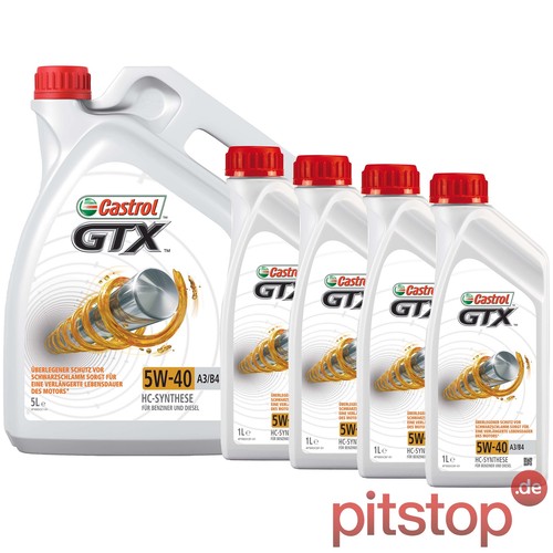 9L = 5L + 4x 1L CASTROL GTX 5W-40 A3/B4 VW 50200 50500 BMW Longlife-01 ...