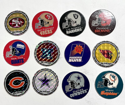 12 Sport Related Pogs Milk Caps Cowboys, Giants, Raiders, Browns, 49ers ...
