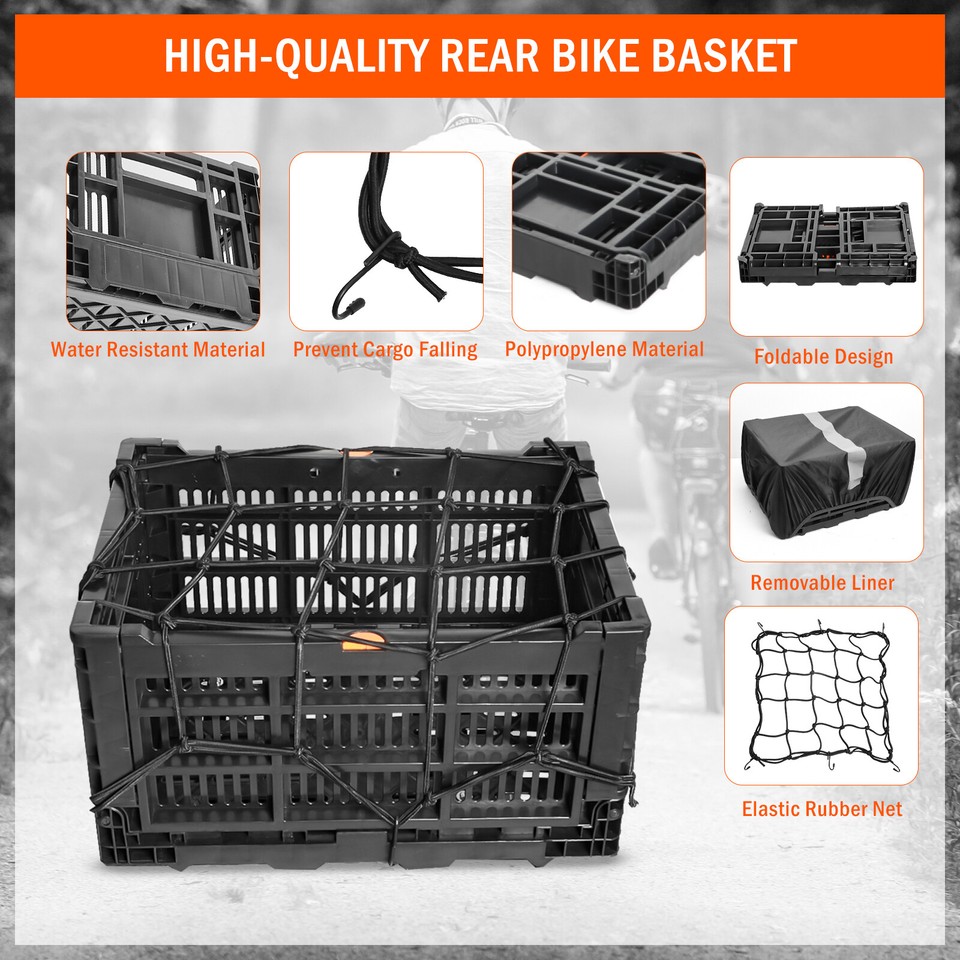 Bike Foldable Rear Basket, Rear Bicycle Cargo Rack, Ebike Storage Rear ...