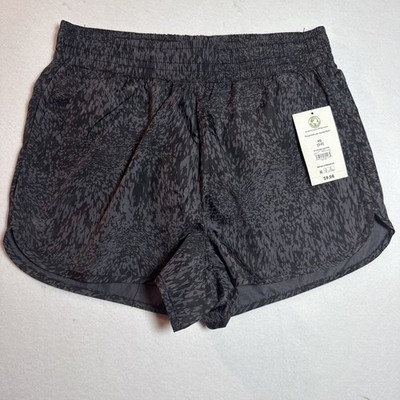 ATHLETIC WORKS WOMEN LINED RUN / Swim SHORTS BLACK Grey Granite SIZE XS ...