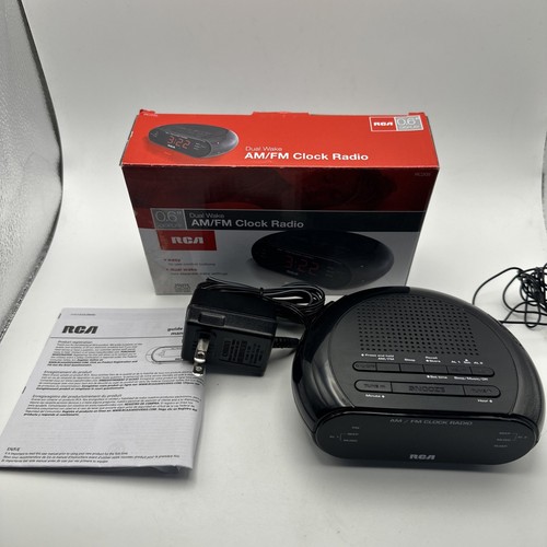 RCA Dual Wake Alarm Clock Radio AM/FM W/Red LED Display RC205A | eBay