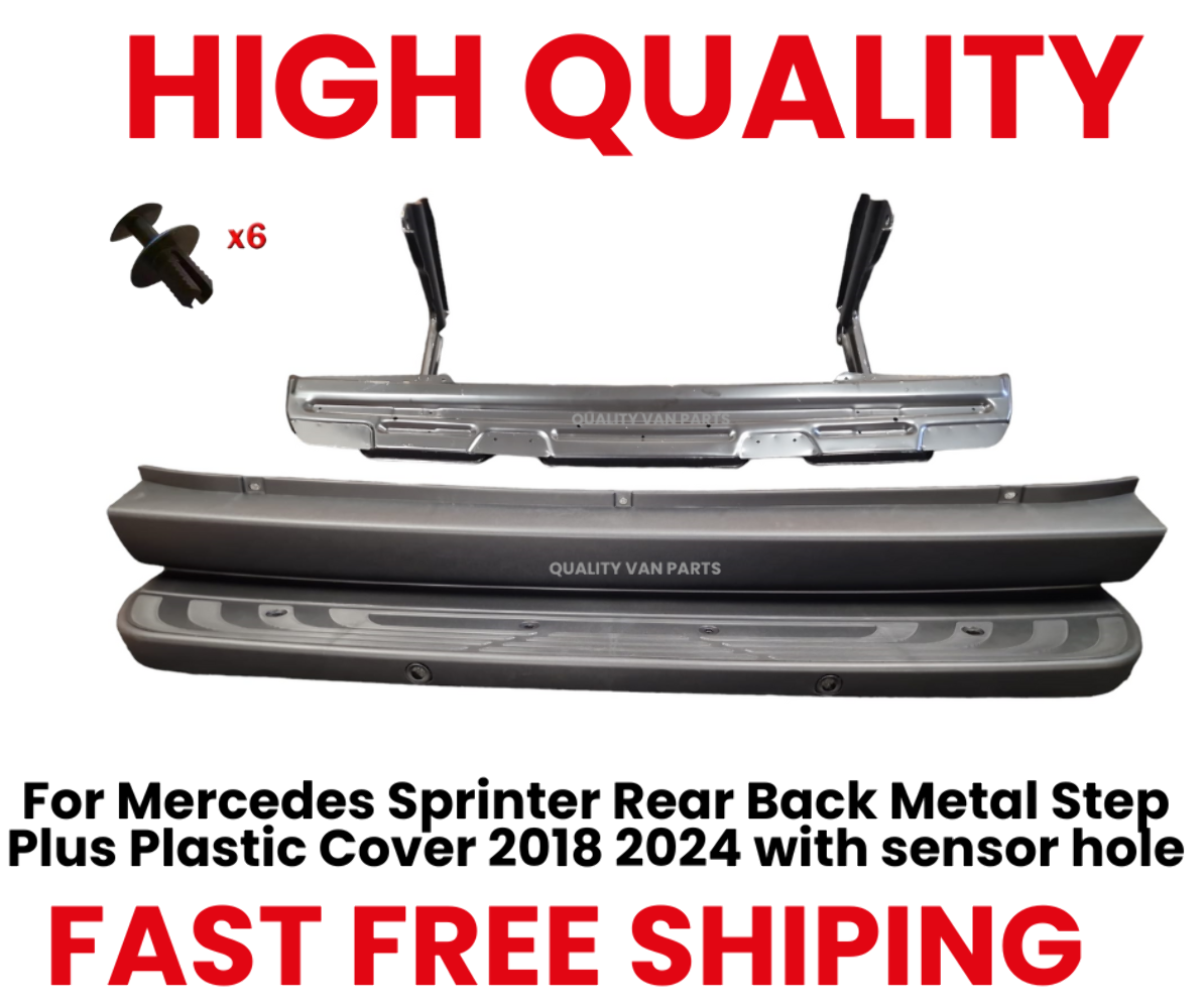 For Mercedes Sprinter Rear Back Metal Step Plus Plastic Cover 2018 2024 ...