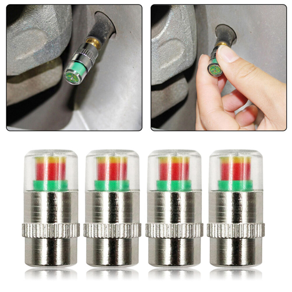 4Pcs Auto Tire Monitor Valve Stems Dust Cap Pressure Indicator Sensor ...