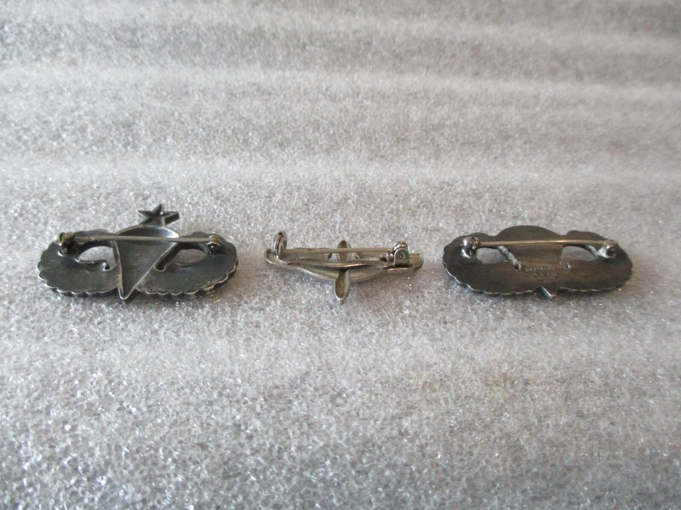 WW2 US ARMY AIR CORPS PARACHUTIST BADGE PINS(3) JUMPMASTER+PILOT WINGS ...