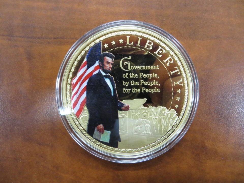 Colorized Gettysburg address coin Token HUGE round medal American mint ...