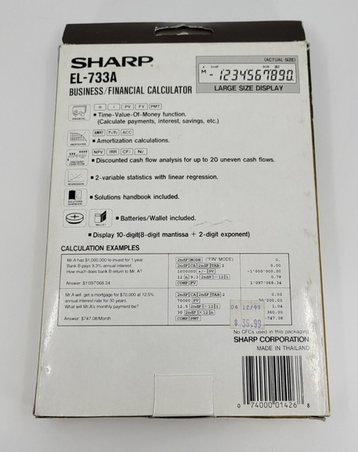 Sharp EL-733A Financial Calculator for sale online | eBay