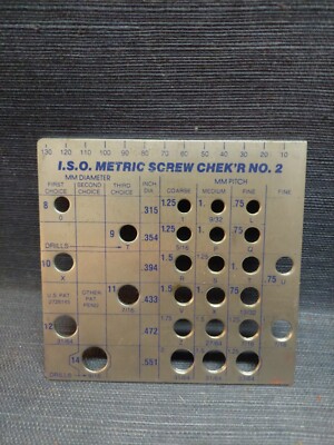 I.S.O Metric Screw Checker No2 Diameter -Pitch-8mm-14mm Made in USA ...