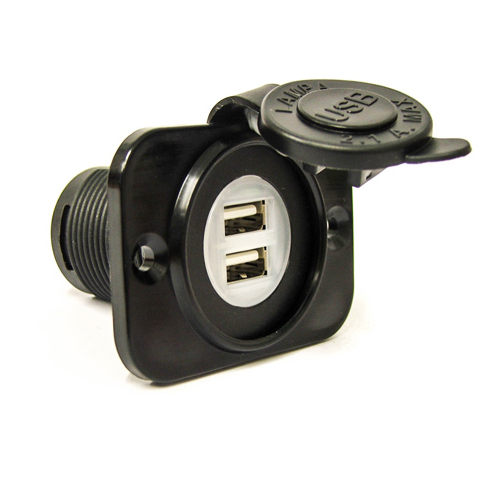 12v/24v Flush/Panel Mount Dual USB Accessory Power Socket & Cover 2.1A ...