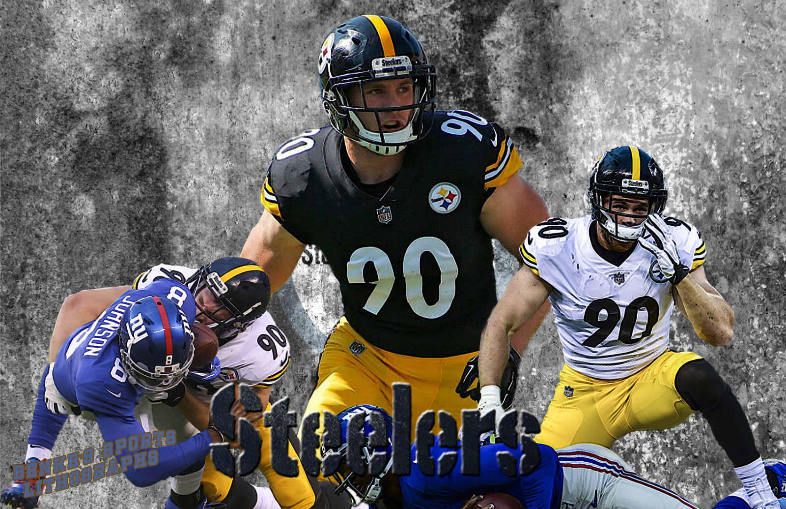 Pittsburgh Steelers Lithograph print of JT Watt 17 x 11 | eBay