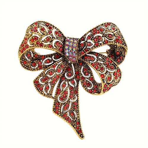 Vintage-Inspired Elegant Rhinestone Bow Brooch Pin for Women - Perfect ...