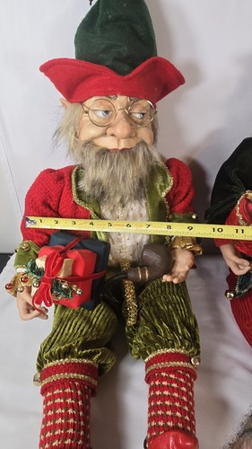 Beautifully Crafted Christmas Elfs Two Posable Sitting Life Like Elves ...