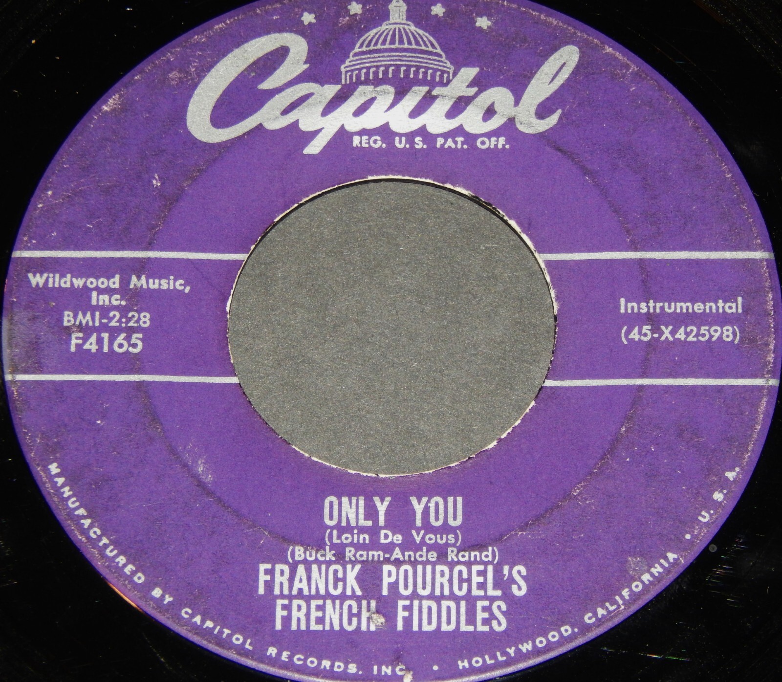 Vintage Record, FRANCK POURCEL'S FRENCH FIDDLES: Only You, 45 rpm,Easy ...