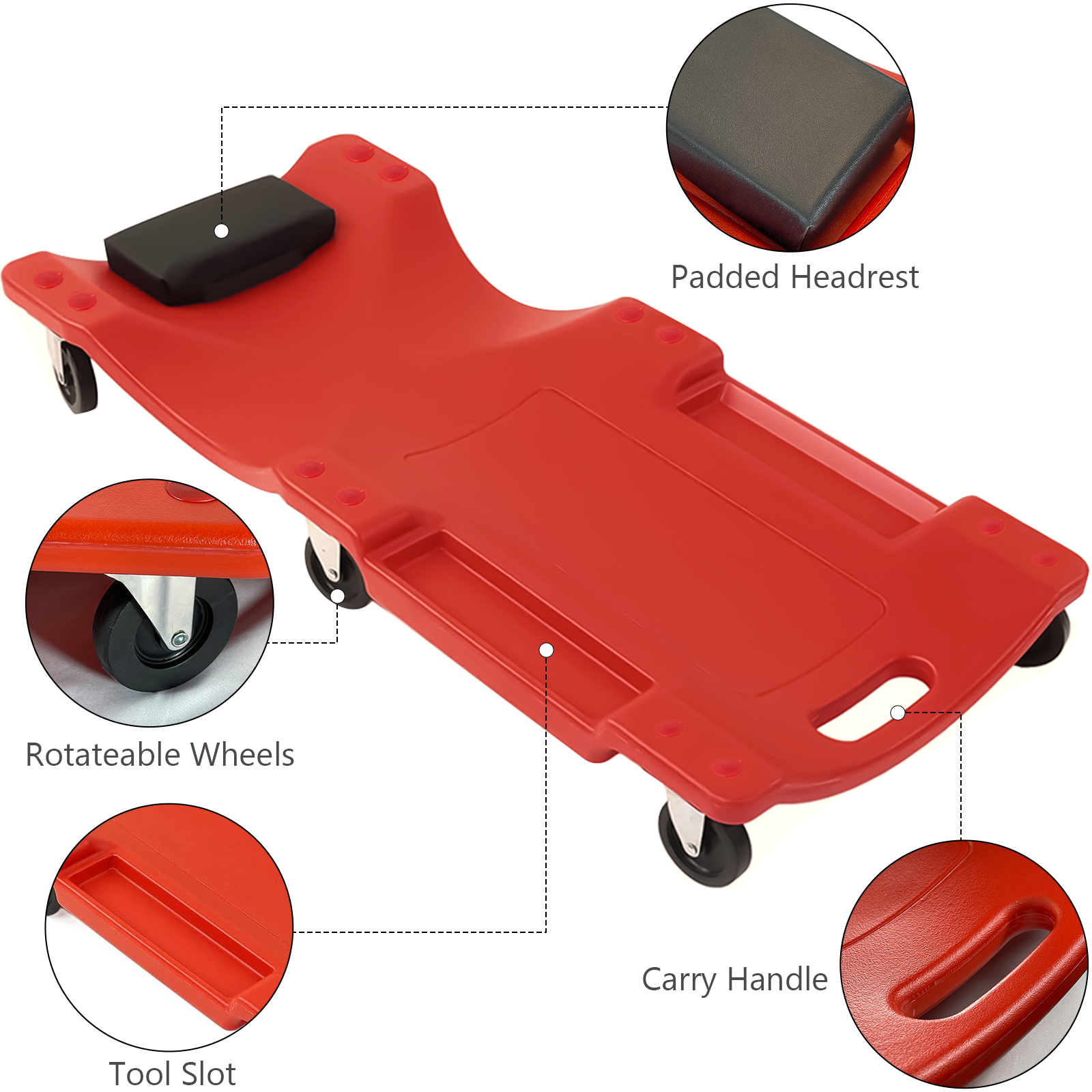 40 Inch Professional Rolling Mechanics Car Creeper Crawler Board Under ...