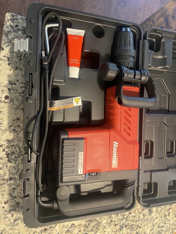 Bauer 1631E-B 12.5A SDS Max Type Pro Demolition Hammer Kit 792363634403 ...